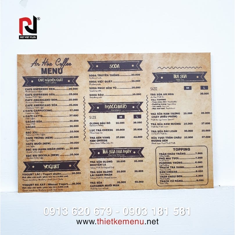 THIẾT KẾ MENU NHANH, RẺ, ĐẸP TẠI TPHCM