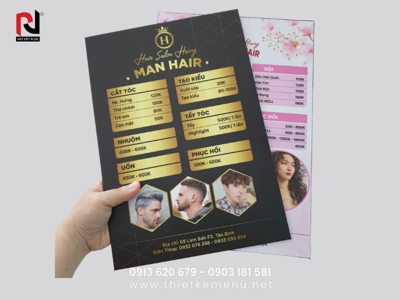 XU HƯỚNG THIẾT KẾ MENU TÓC MỚI NHẤT CHO SALON